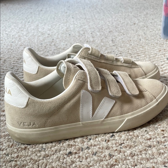 Veja | Shoes | Veja Beige Suede Sneakers With White Accents | Poshmark